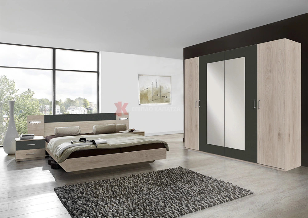 Μοντέρνο σετ κρεβατοκάμαρας με Gloss Mdf
